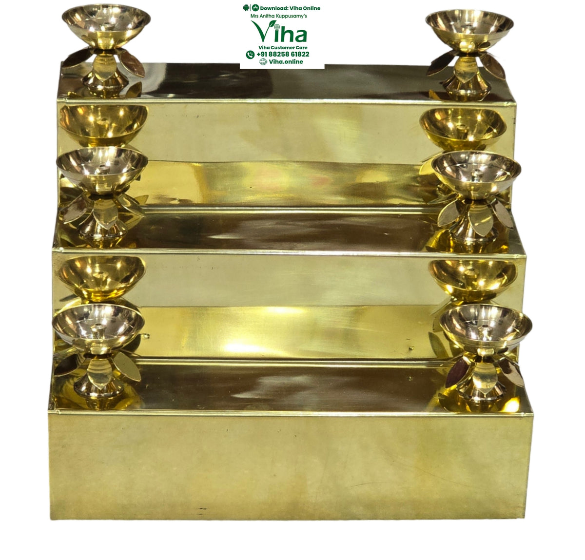 3 Step Pooja Stand - Brass | Brass Golu Padi – Viha Online