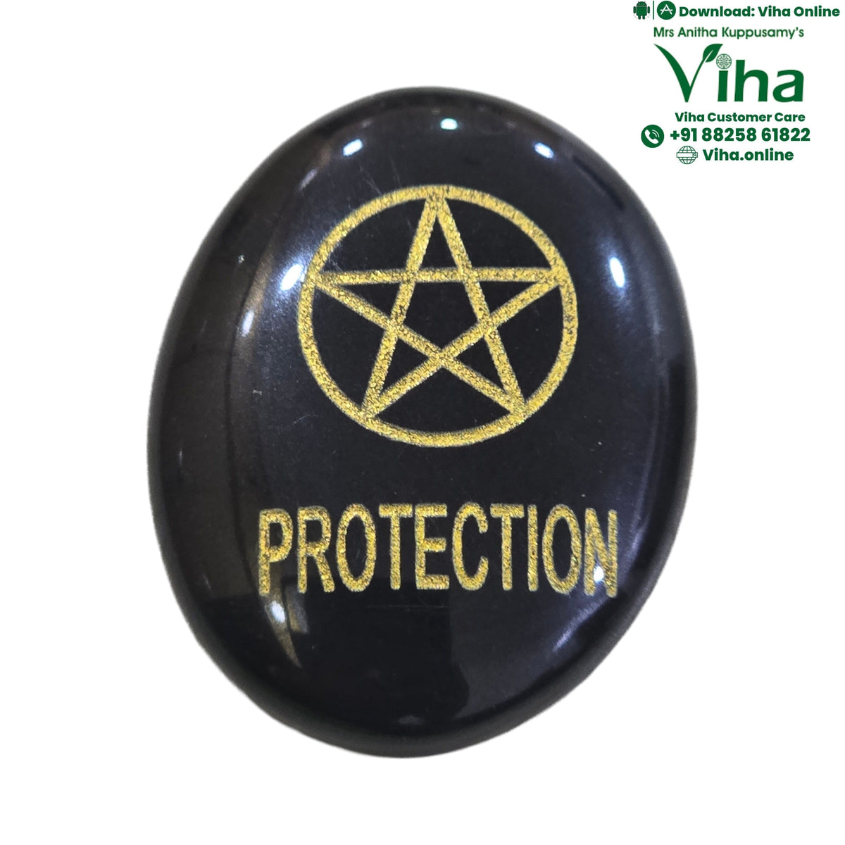 Protection Coin with Zibu Symbol - Black Agate – Viha Online