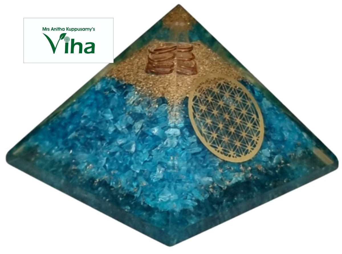Blue Aquamarine Orgone Pyramid with EMF Protection – Viha Online